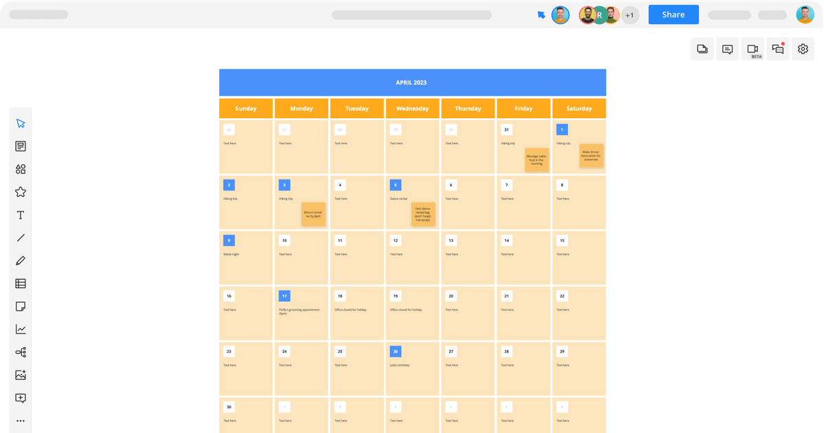 Calendar Chart | Cacoo | Nulab