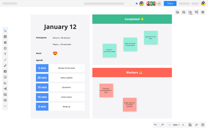 1-on-1 Meeting Template | Cacoo | Nulab