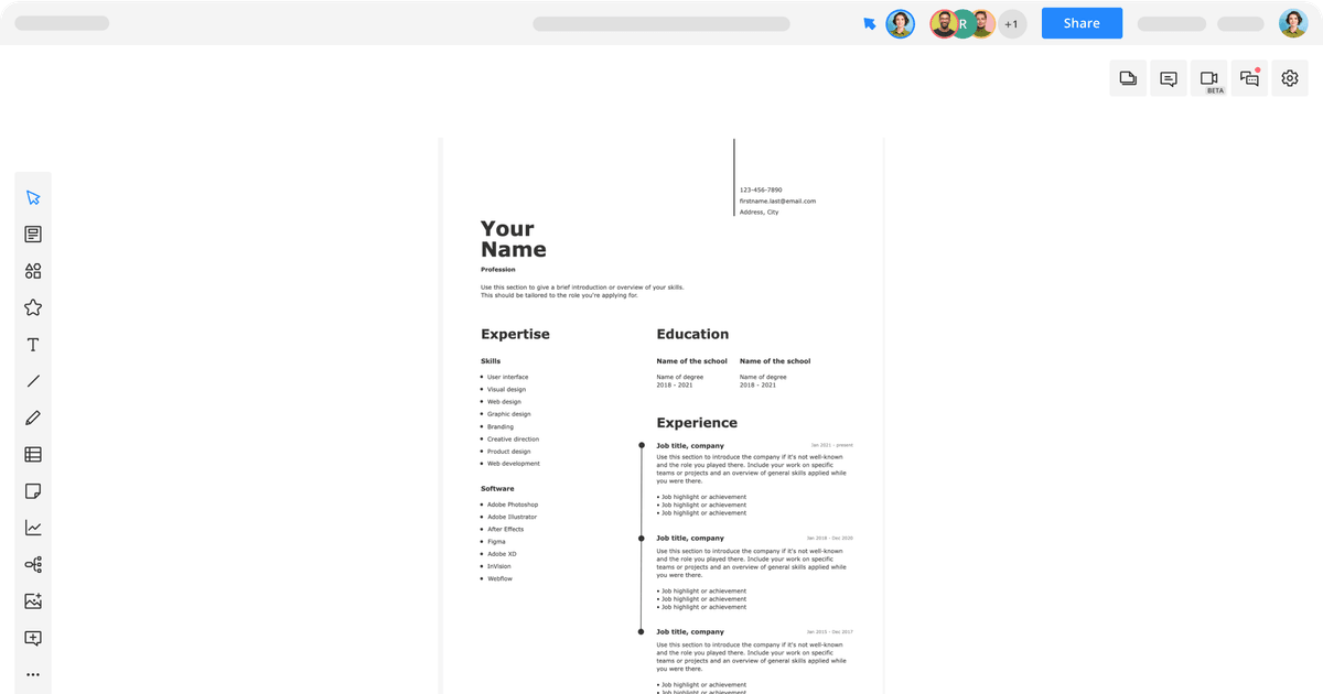 Basic Resume Template | Cacoo | Nulab