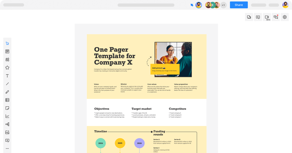 One Pager Template | Cacoo | Nulab
