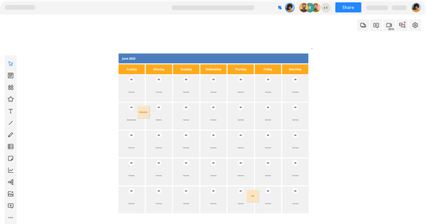 Monthly Calendar Whiteboard | Cacoo | Nulab