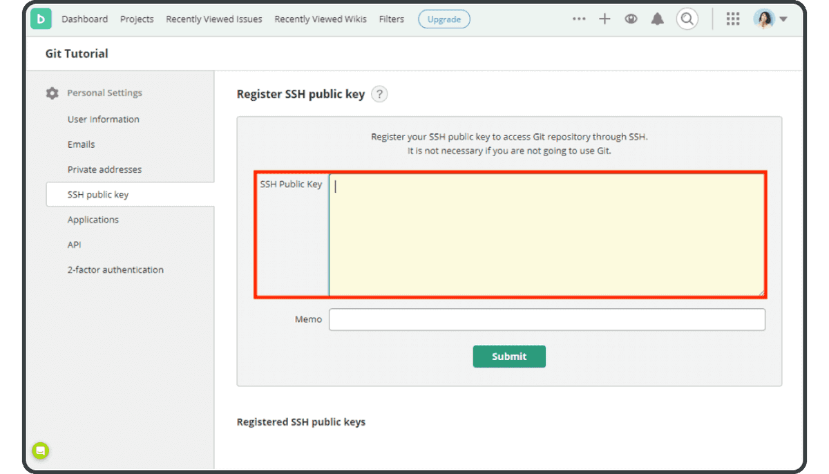 SSH connection settings | Git tutorial | Nulab